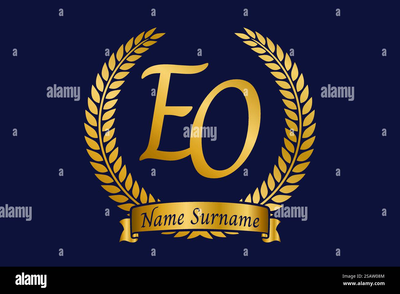 Initial letter E and O, EO monogram logo design with laurel wreath ...