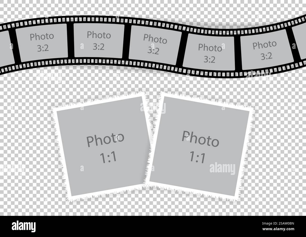 Romantic photo frames collage for couple love. Vector illustration ...