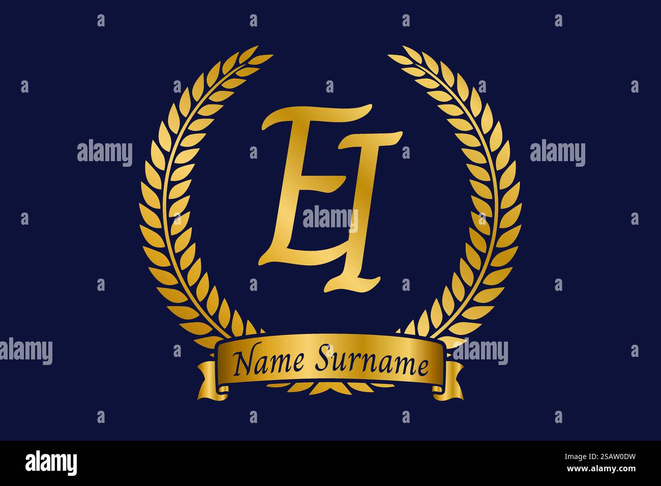 Initial letter E and I, EI monogram logo design with laurel wreath ...