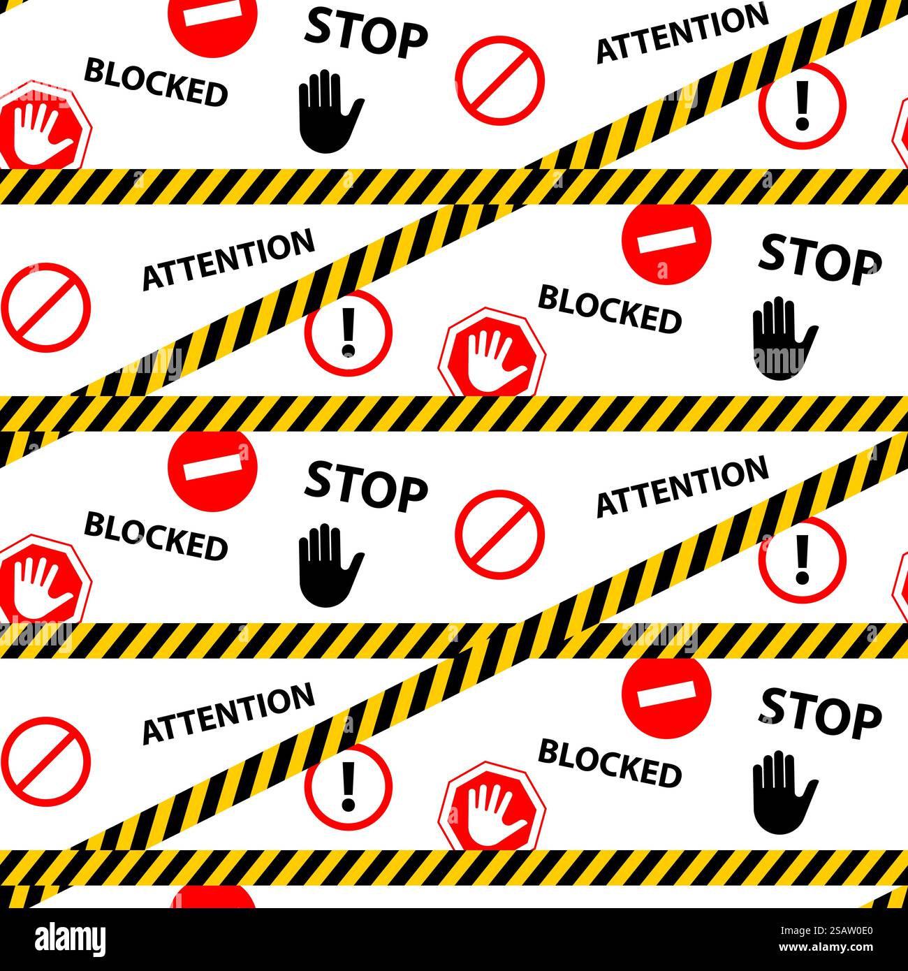 Stop blocked attention danger seamless pattern. Vector illustration ...