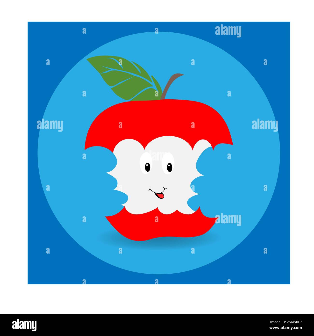 Cute core apple with eyes and mouth Stock Photo - Alamy