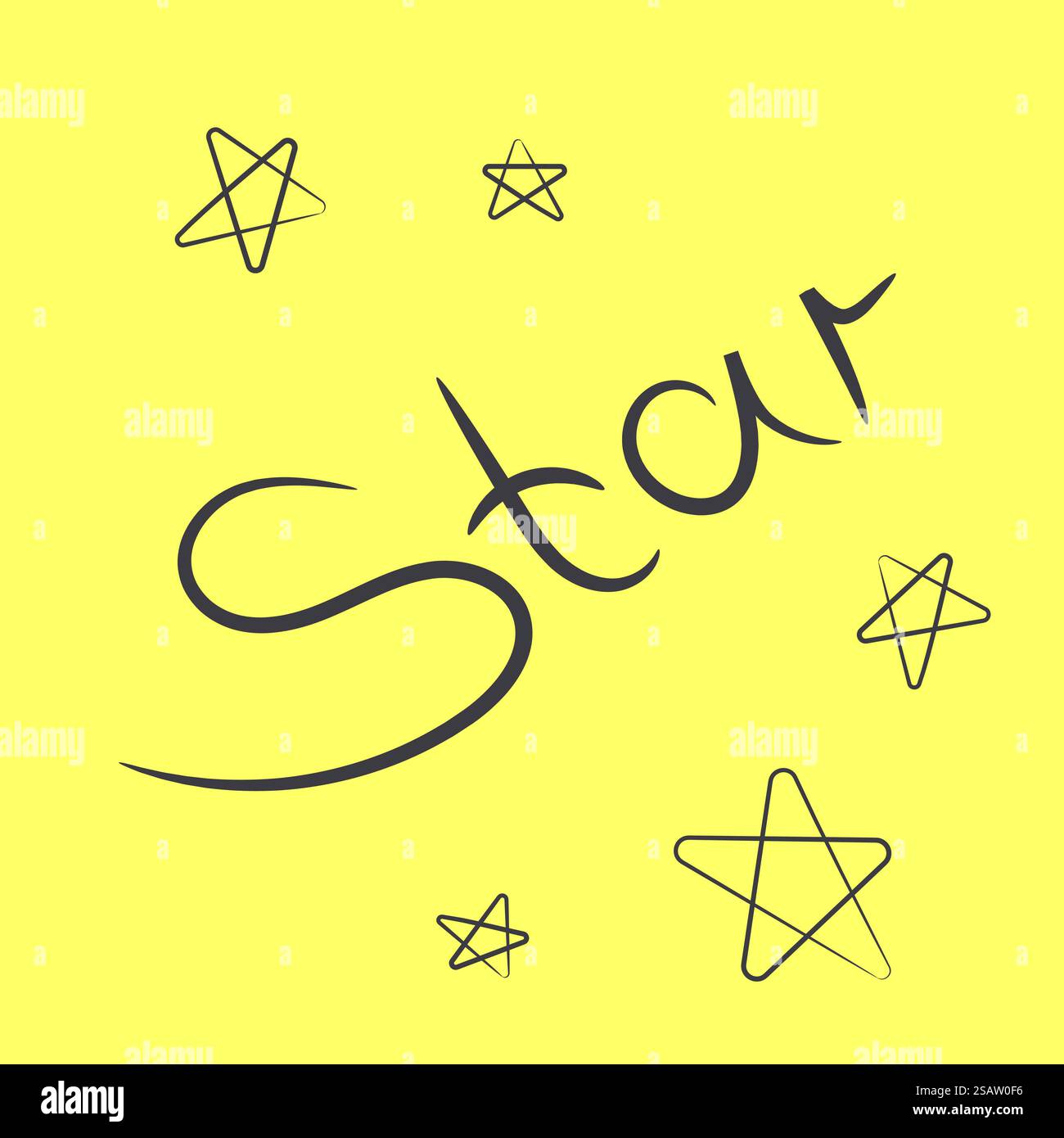Star word hand drawn lettering note design element. Vector illustration ...