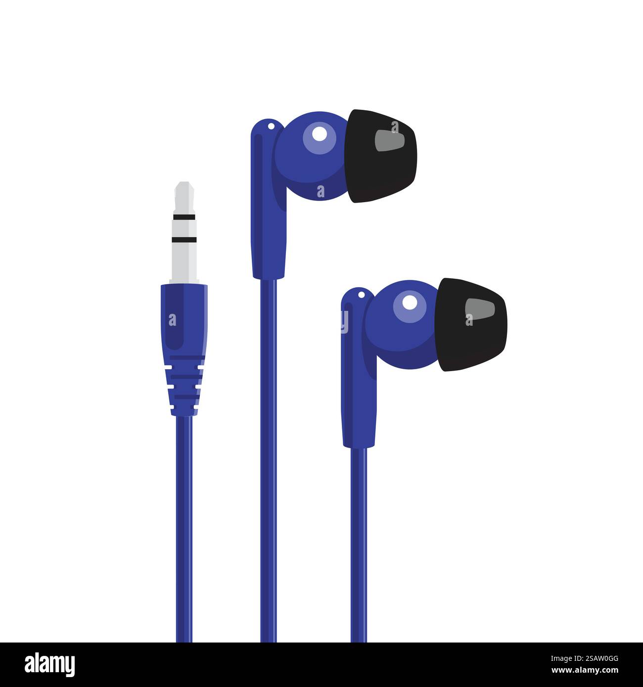 Blue headphone with mini jack connector. Vector illustration.. Blue ...
