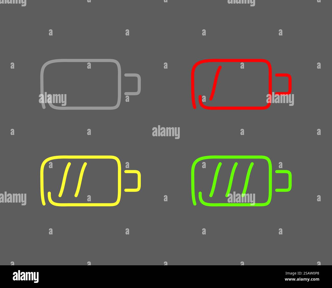 Steps of charging battery set icons draw effect. Vector illustration ...