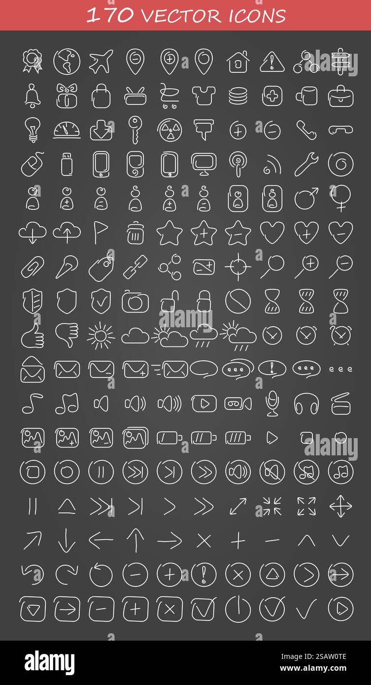 collection of vector icons hand-drawn effect. vector illustration ...