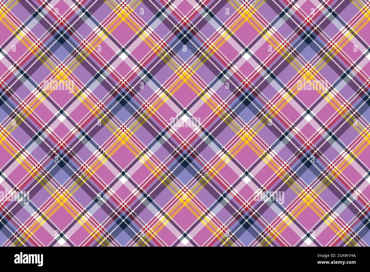 Pink purple plaid pixel texture fabric seamless pattern. Vector illustration.. Pink purple plaid ...