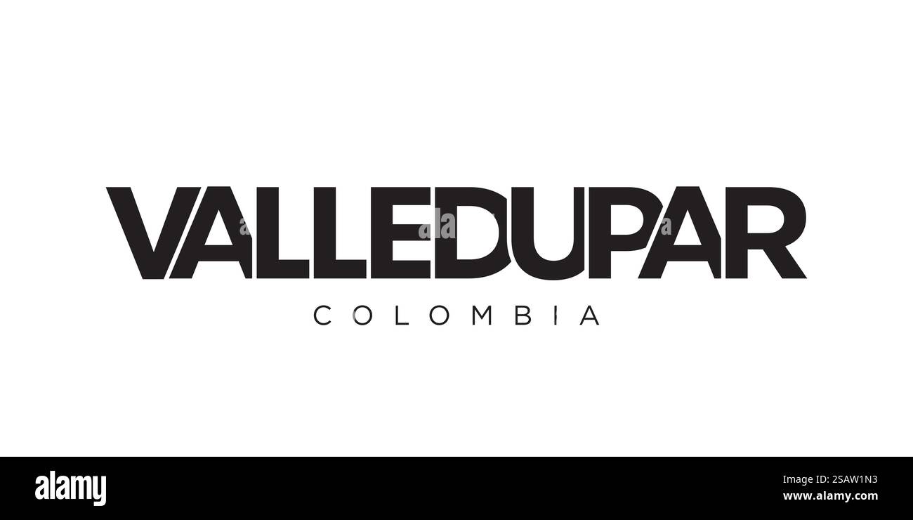 Valledupar in the Colombia emblem for print and web. Design features geometric style, vector ...