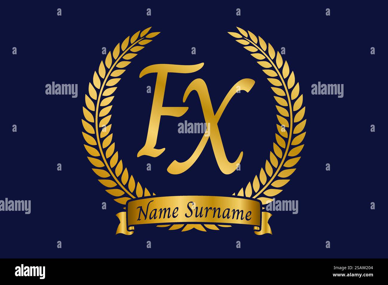 Initial letter F and X, FX monogram logo design with laurel wreath ...