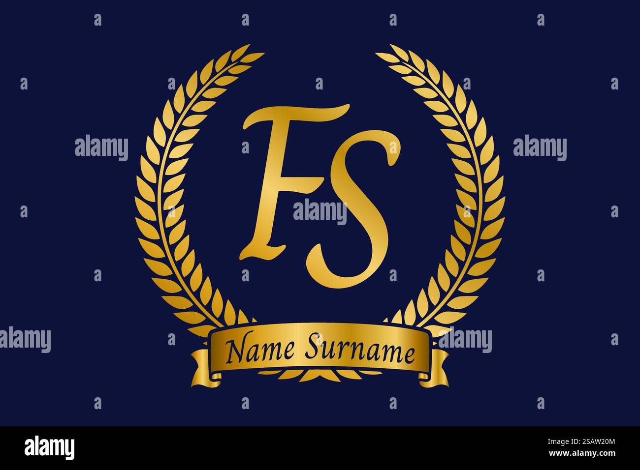 Initial letter F and S, FS monogram logo design with laurel wreath ...