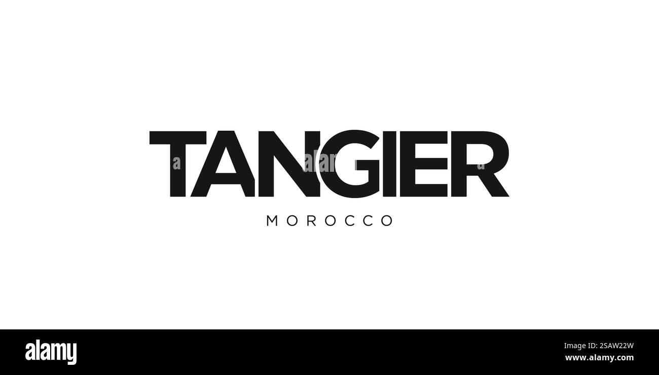 Tangier in the Morocco emblem for print and web. Design features ...