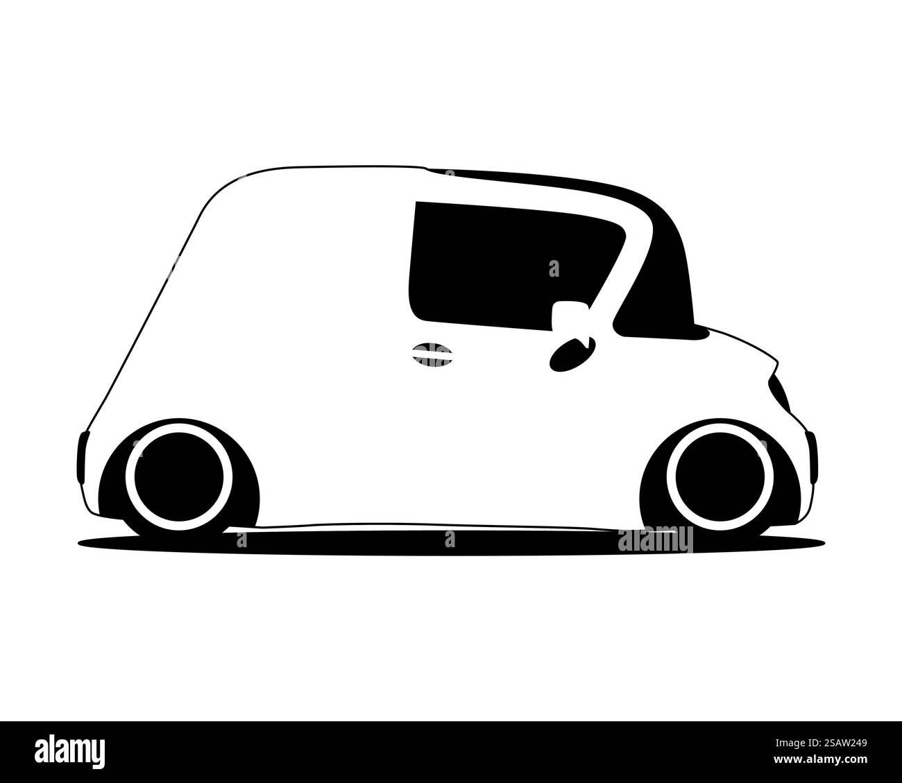 contour silhouette mini future car, vector illustration. contour ...