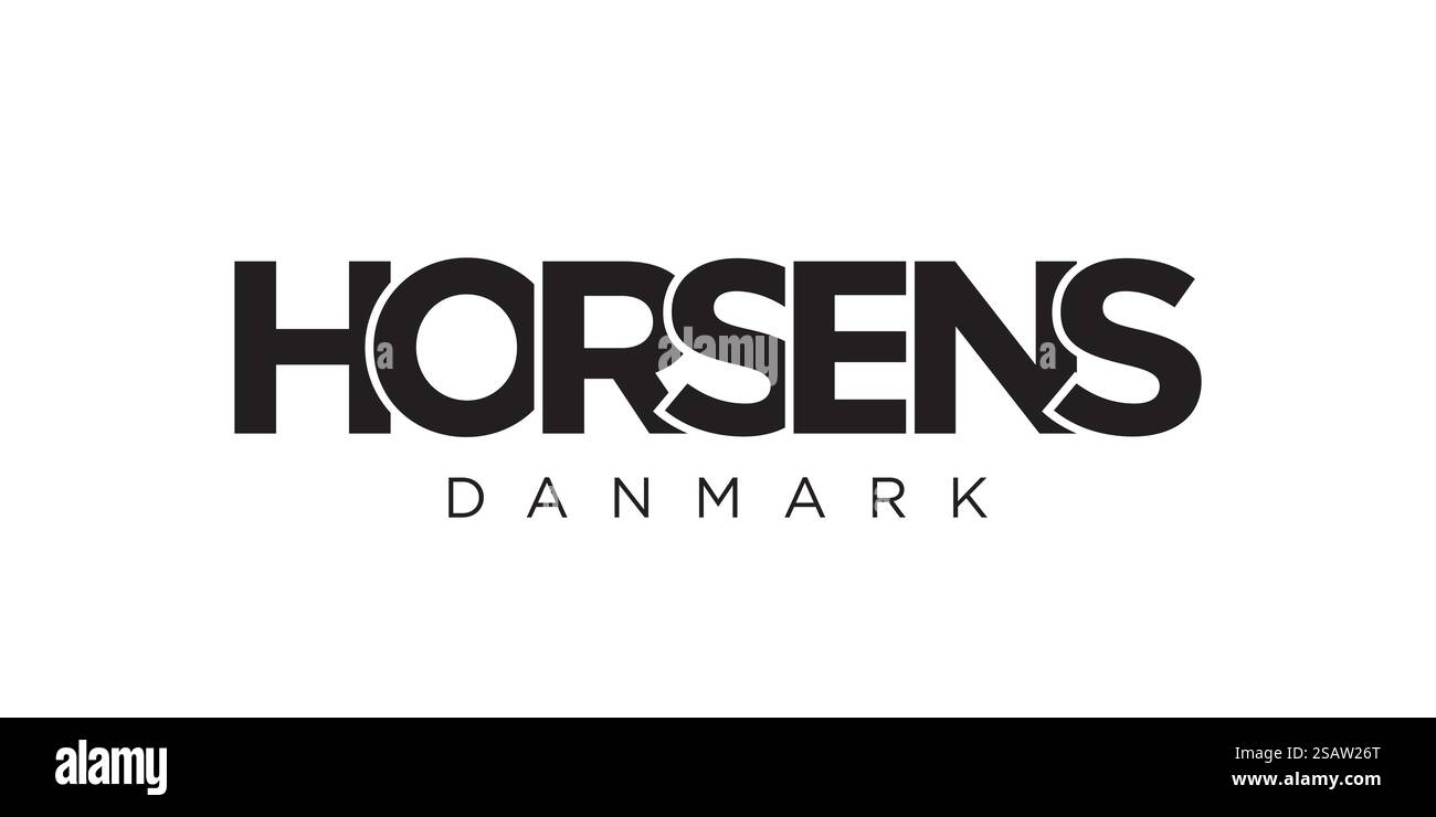 Horsens in the Denmark emblem for print and web. Design features geometric style, vector ...
