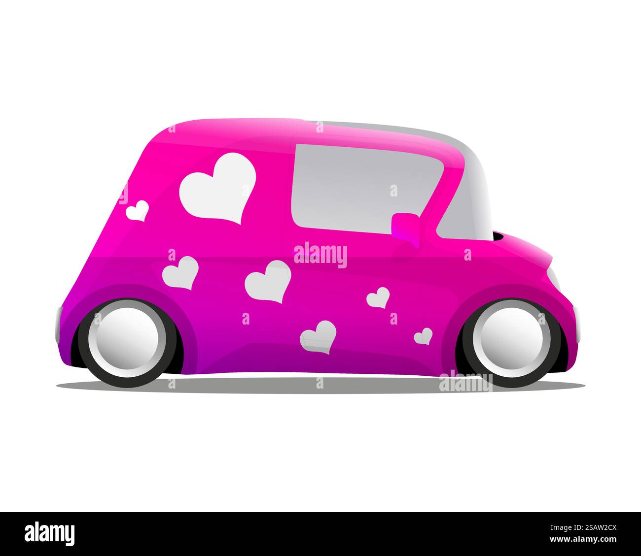 love and heart mini cartoon car pink, vector illustration. love and ...