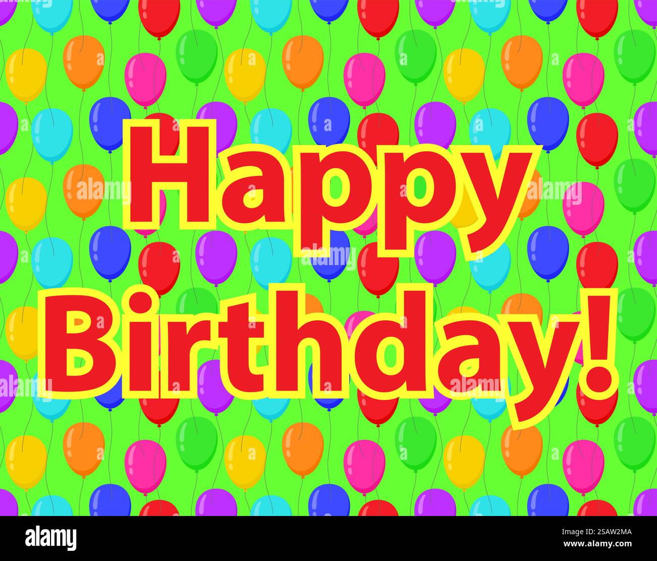 Happy birthday bright colored balloons background. Vector illustration ...