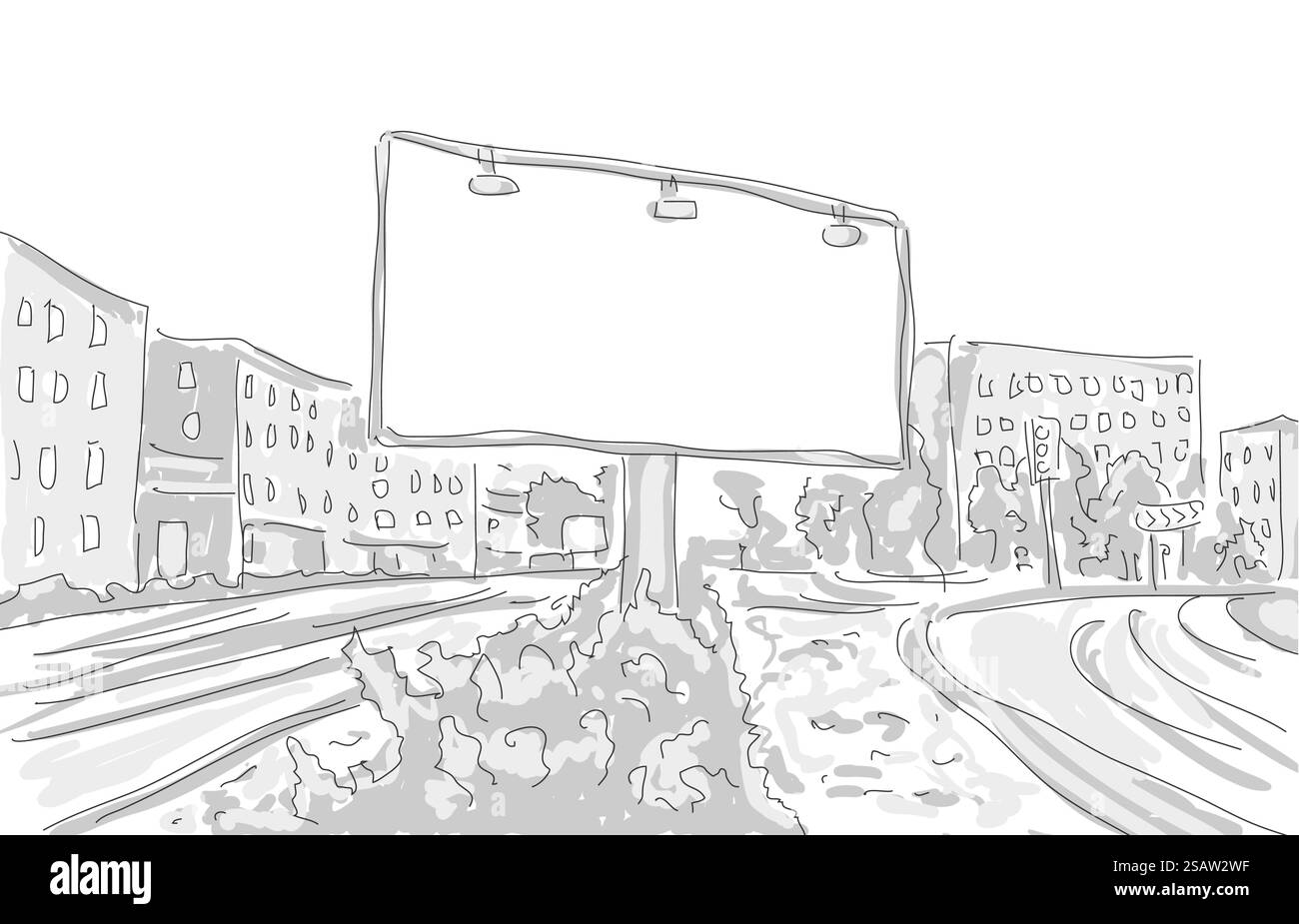 billboard in the city draw graphic design. vector illustration ...