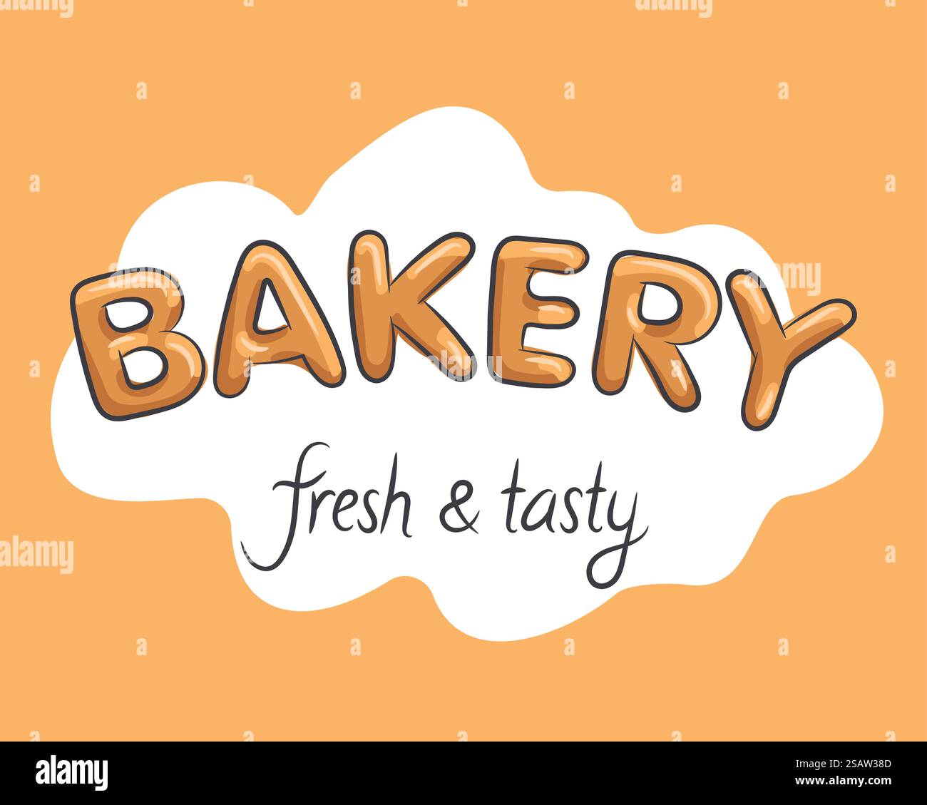 Bakery fresh and tasty hand made lettering text. Vector illustration ...