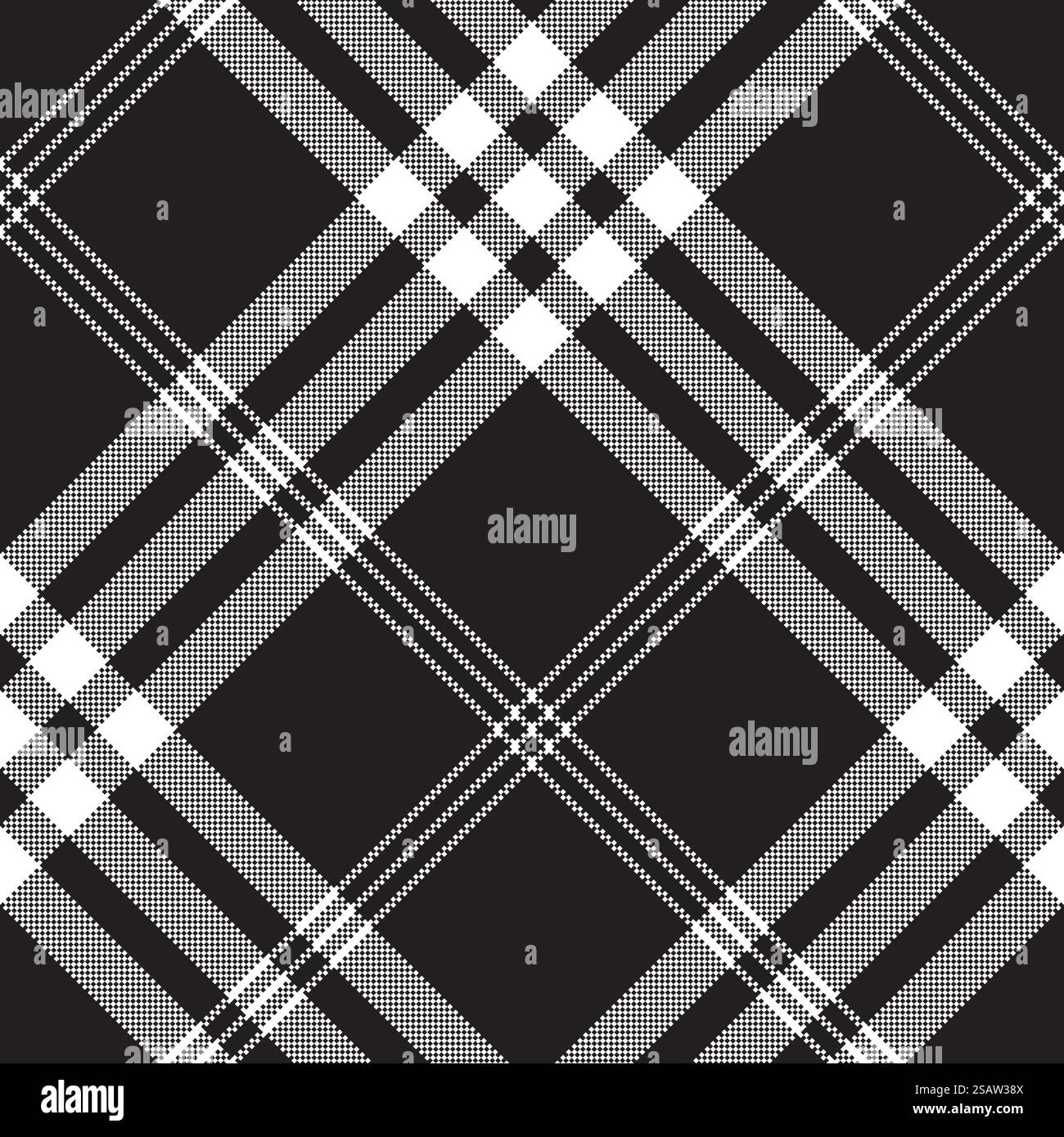 Black and white check pixel square fabric texture seamless pattern ...