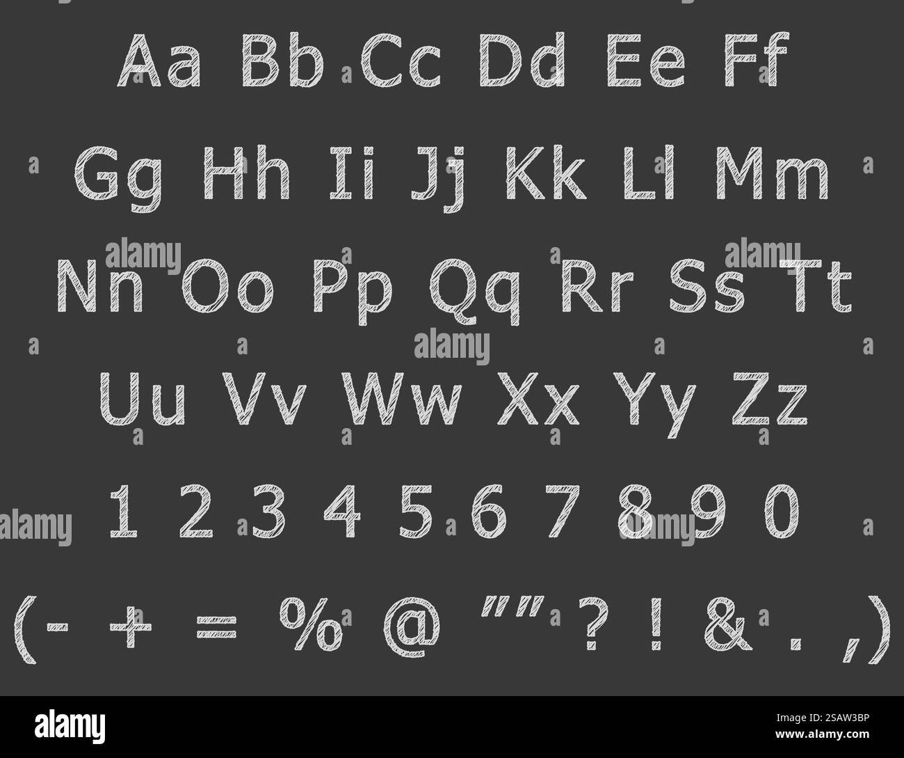 Chalk hand drawing letters english alphabet. Vector illustration ...