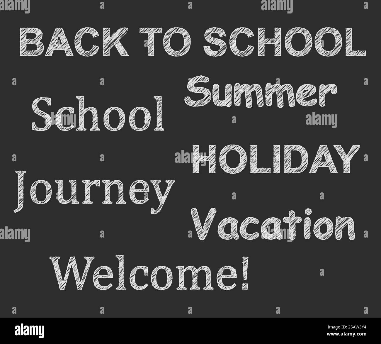 Text drawn by chalk school vacation summer. Vector illustration.. Text ...