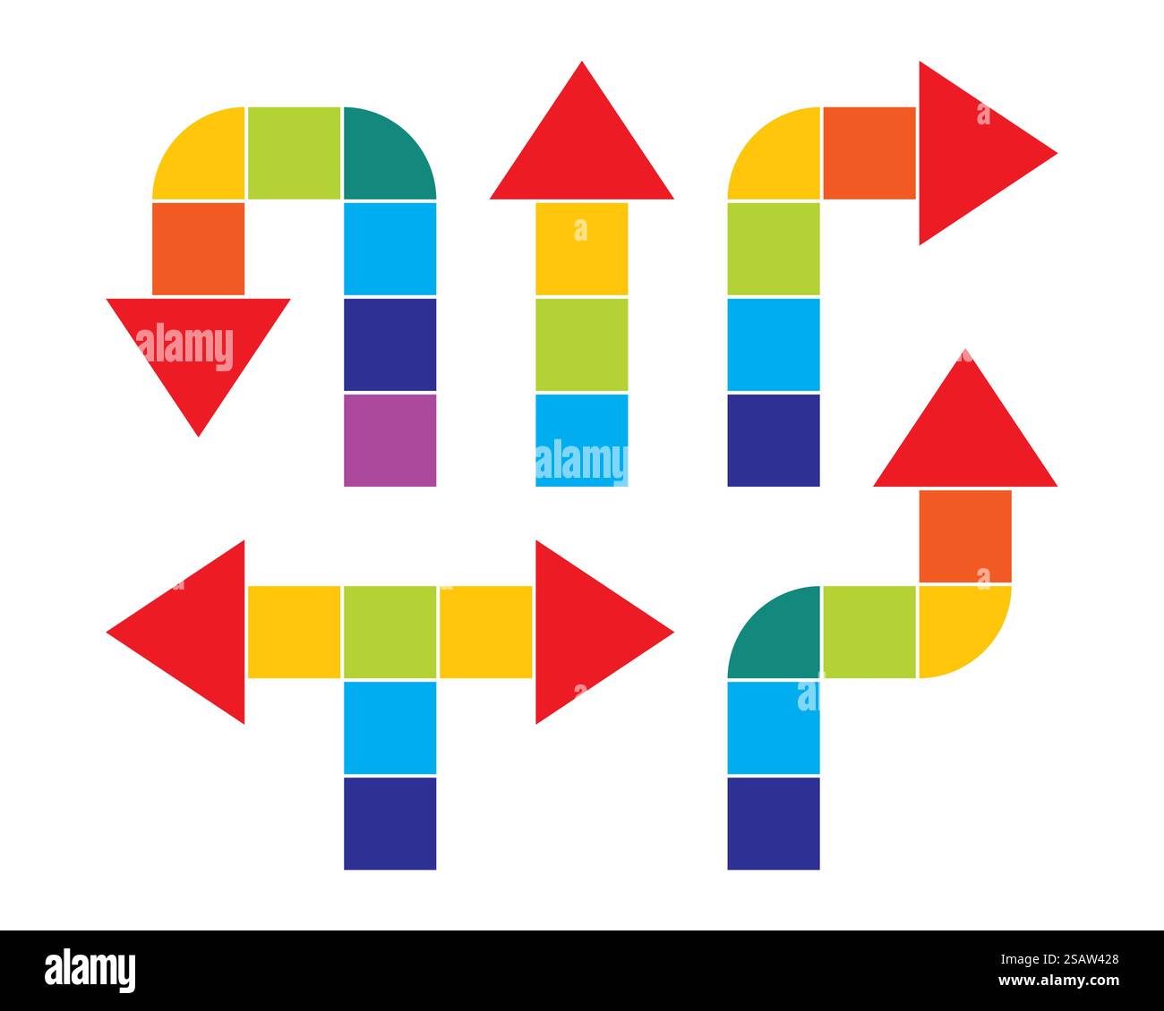 Color arrow rainbow set icons design elements. Vector illustration ...