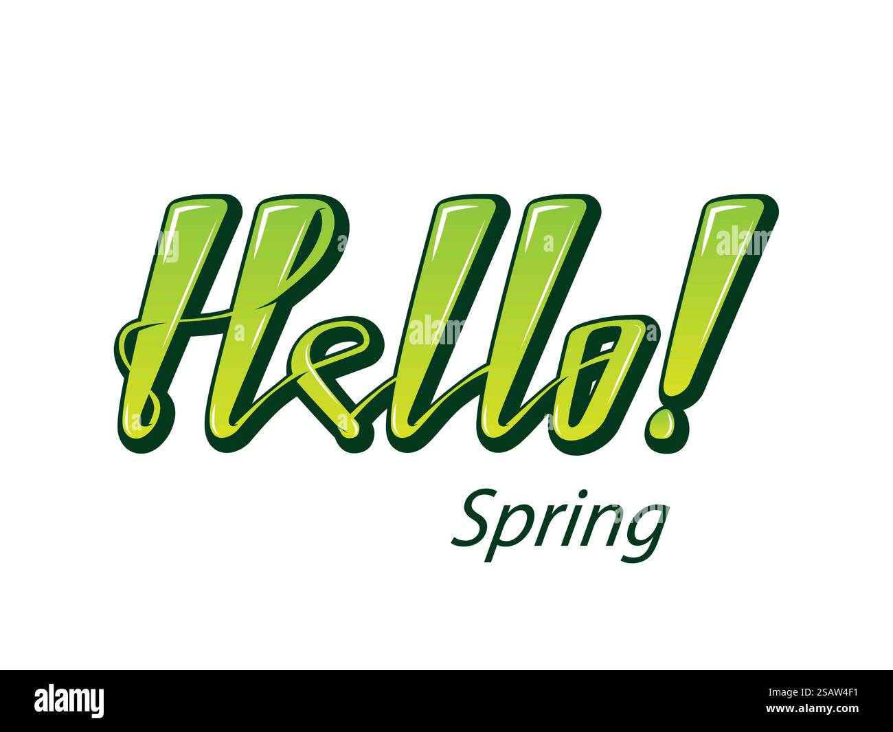 Hello spring and summer lettering word isolated white. Vector ...