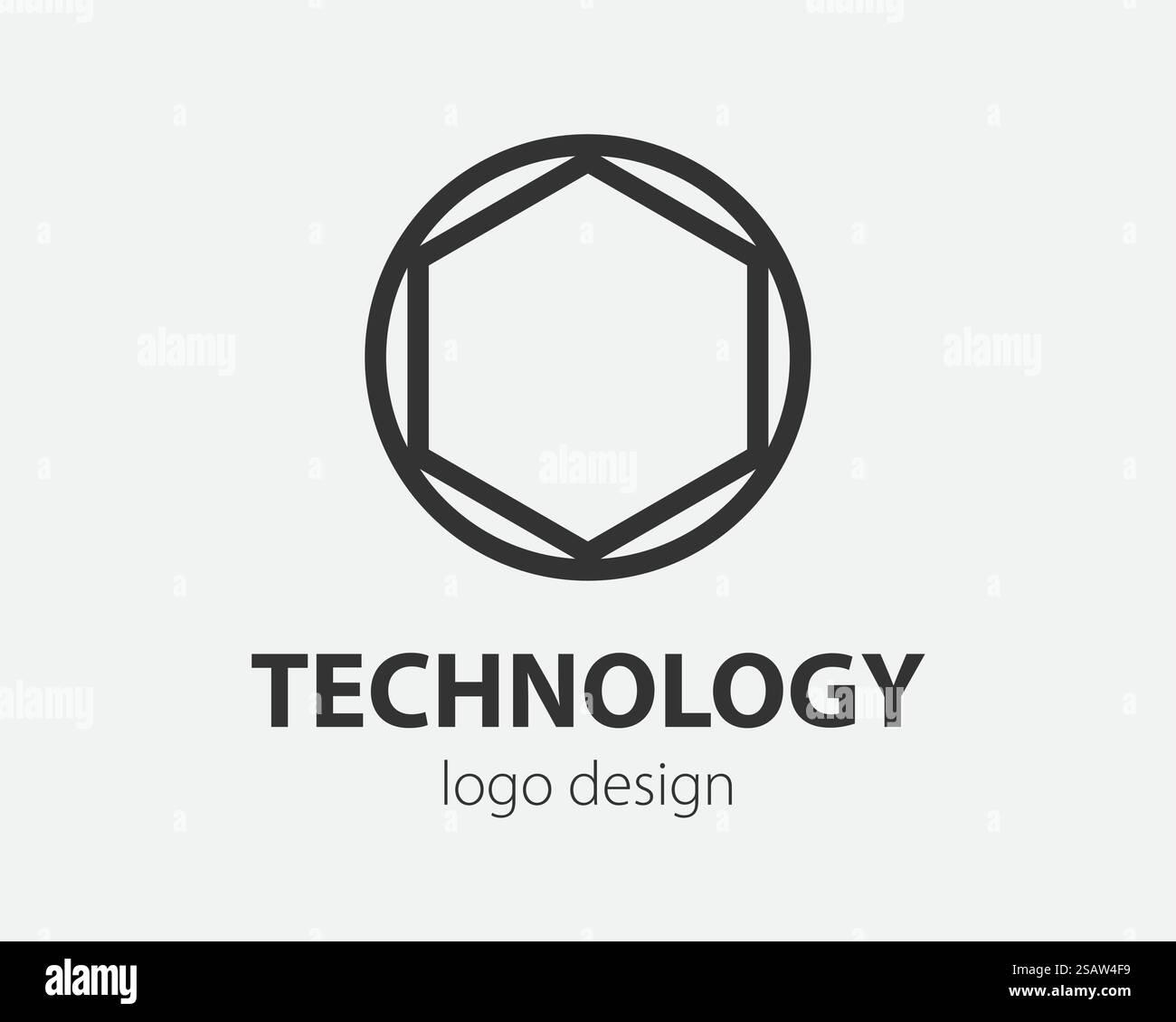 Geometric vector logo in a circle. High tech style logotype for nano ...