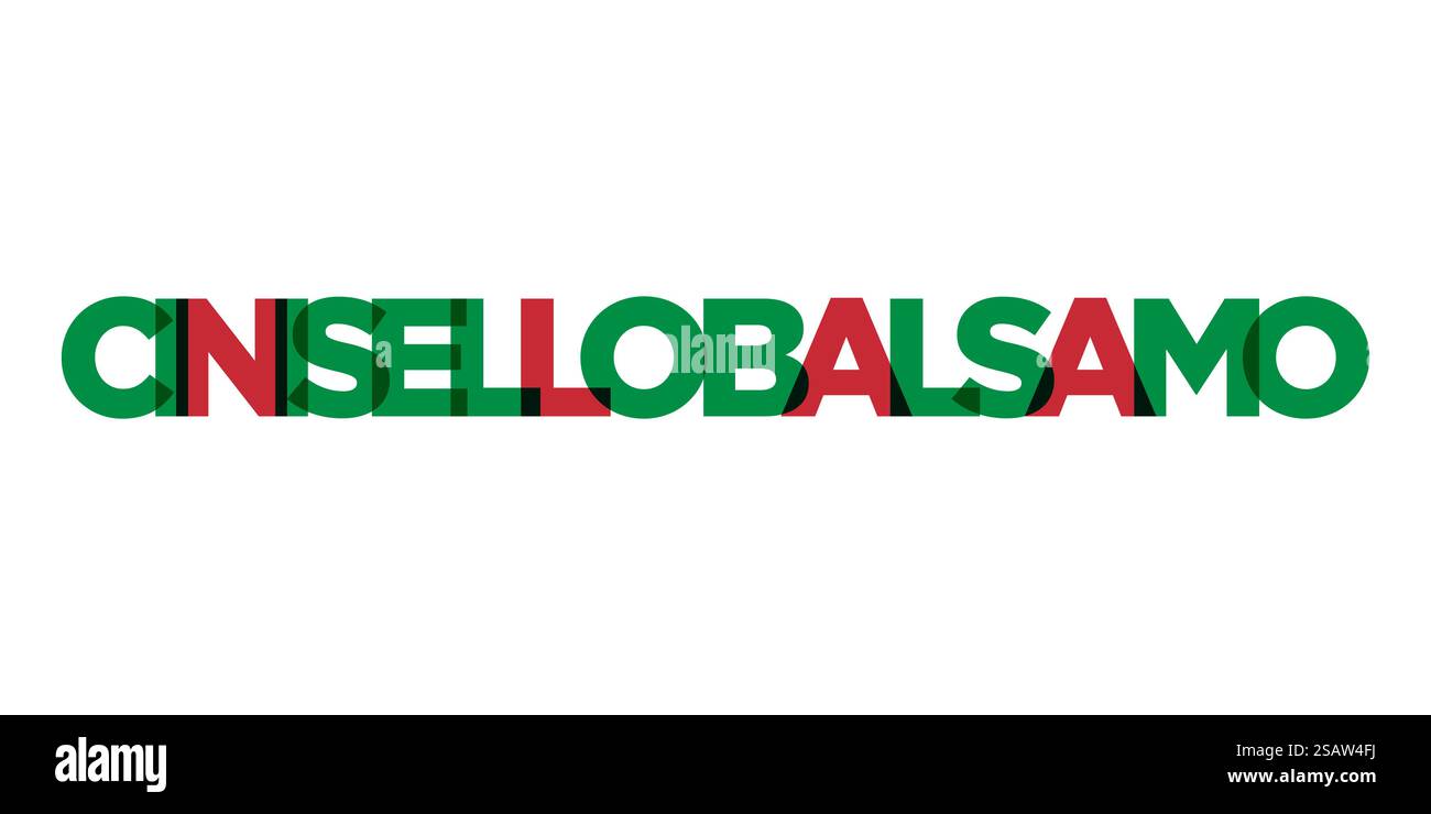 Cinisello Balsamo in the Italia emblem for print and web. Design features geometric style ...