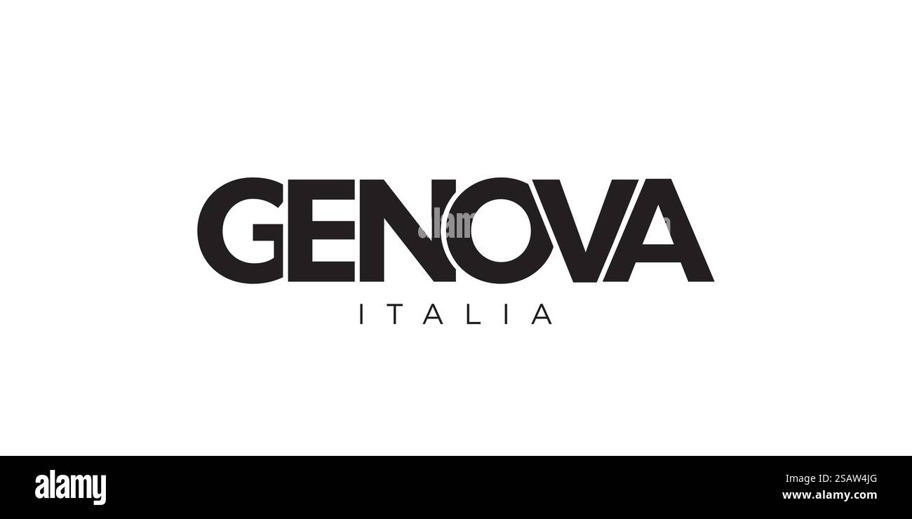 Genova in the Italia emblem for print and web. Design features geometric style, vector ...