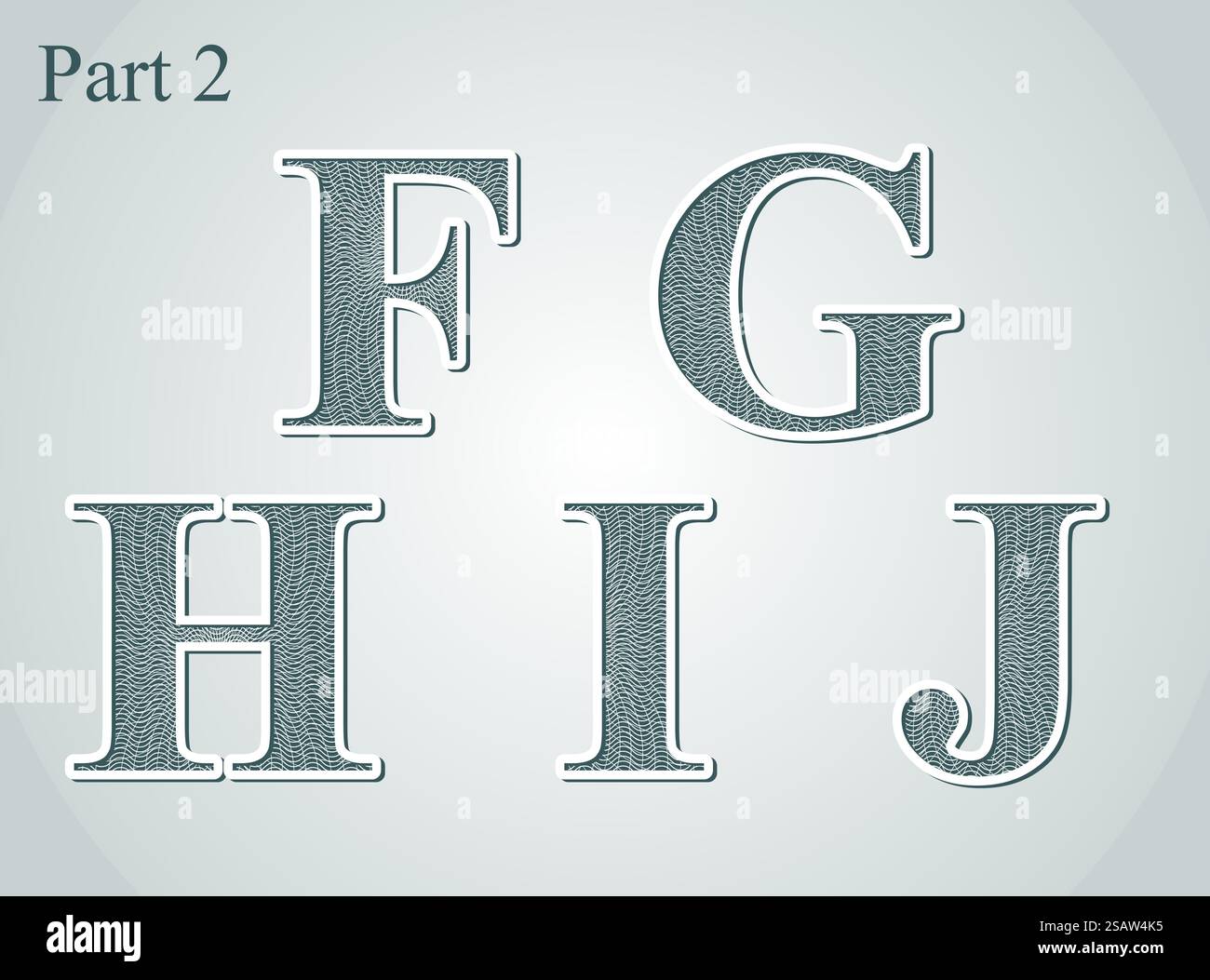 guilloche letters F G H I J vector illustration. guilloche letters F G ...