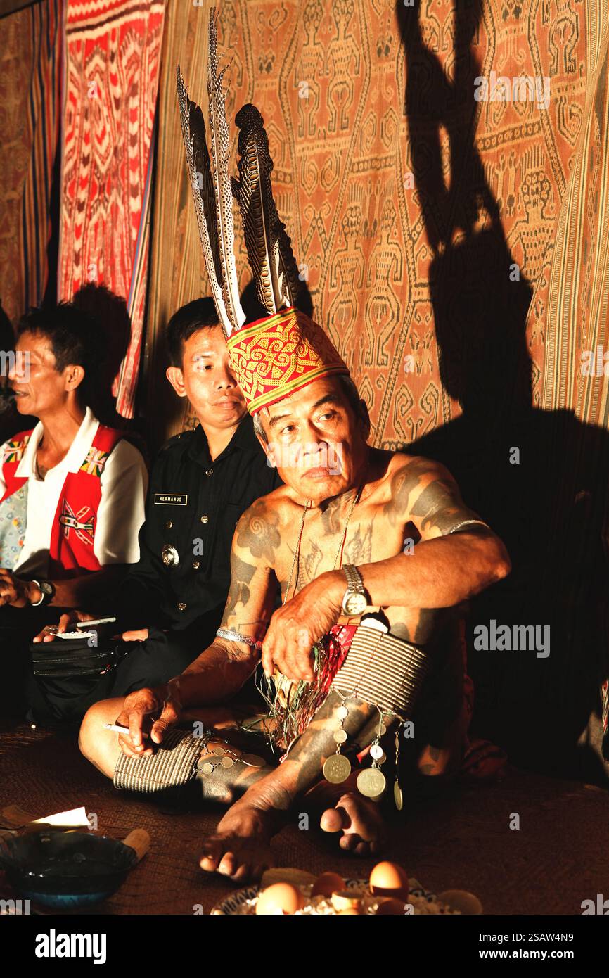 Portrait of Ramping, an elder, during the welcome ceremony of an ...