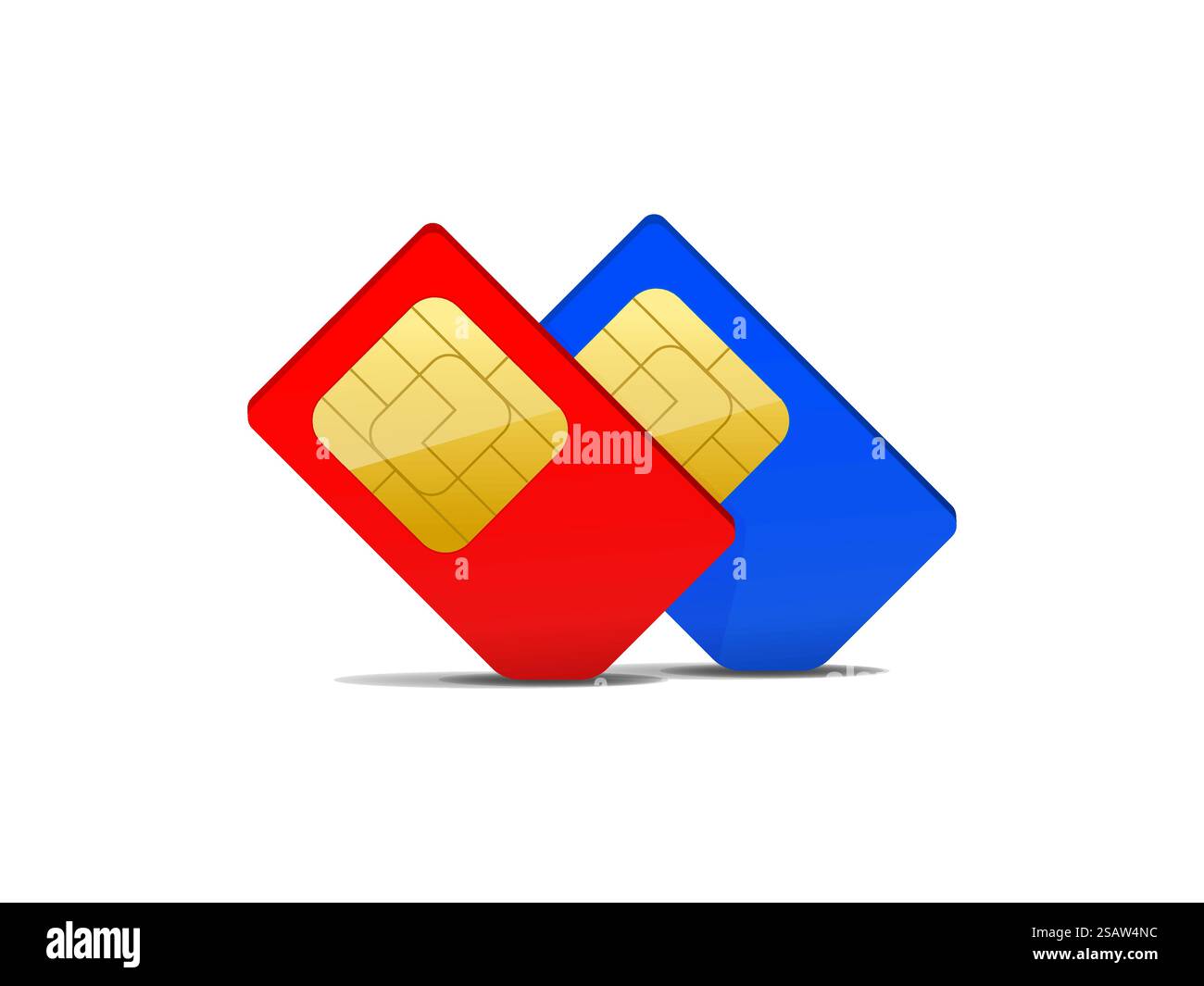 two sim card red and blue, vector illustration. two sim card red and ...