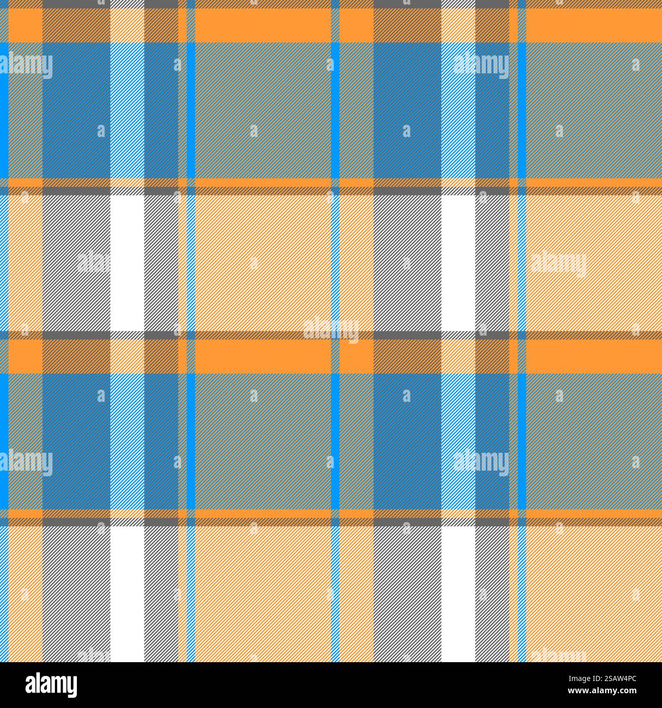 Orange blue modern plaid seamless fabric texture. Vector illustration ...