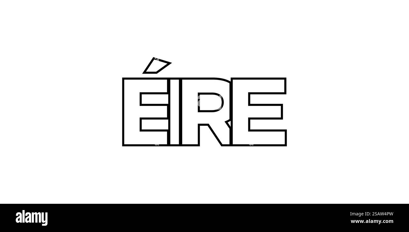 Ireland emblem for print and web. Design features geometric style, vector illustration with bold ...