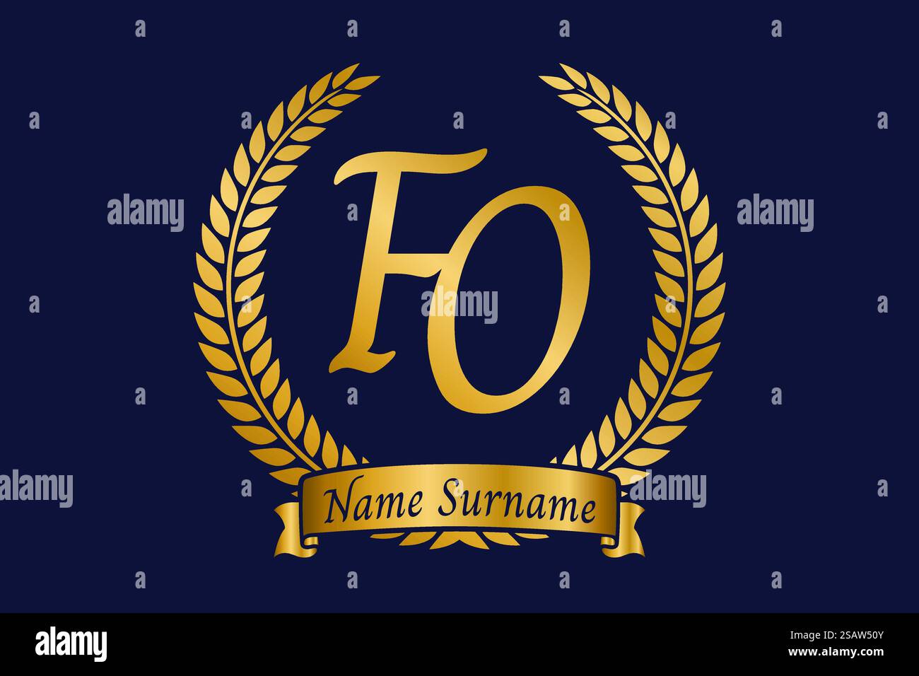 Initial letter F and O, FO monogram logo design with laurel wreath ...