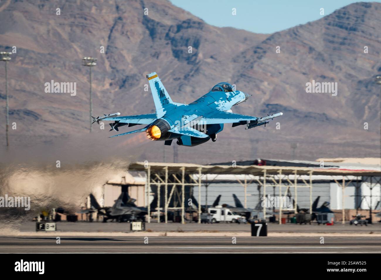 A U.S. Air Force F-16 assigned to the 64th Aggressor Squadron, Nellis ...