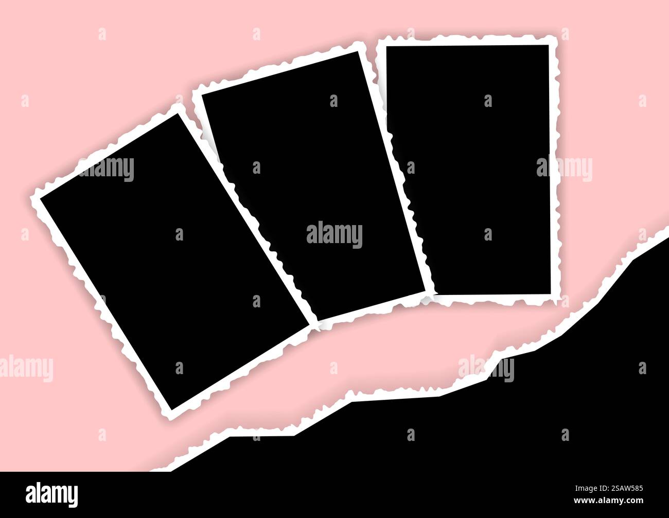 Photo frame with torn edges and corners template of a family collage ...