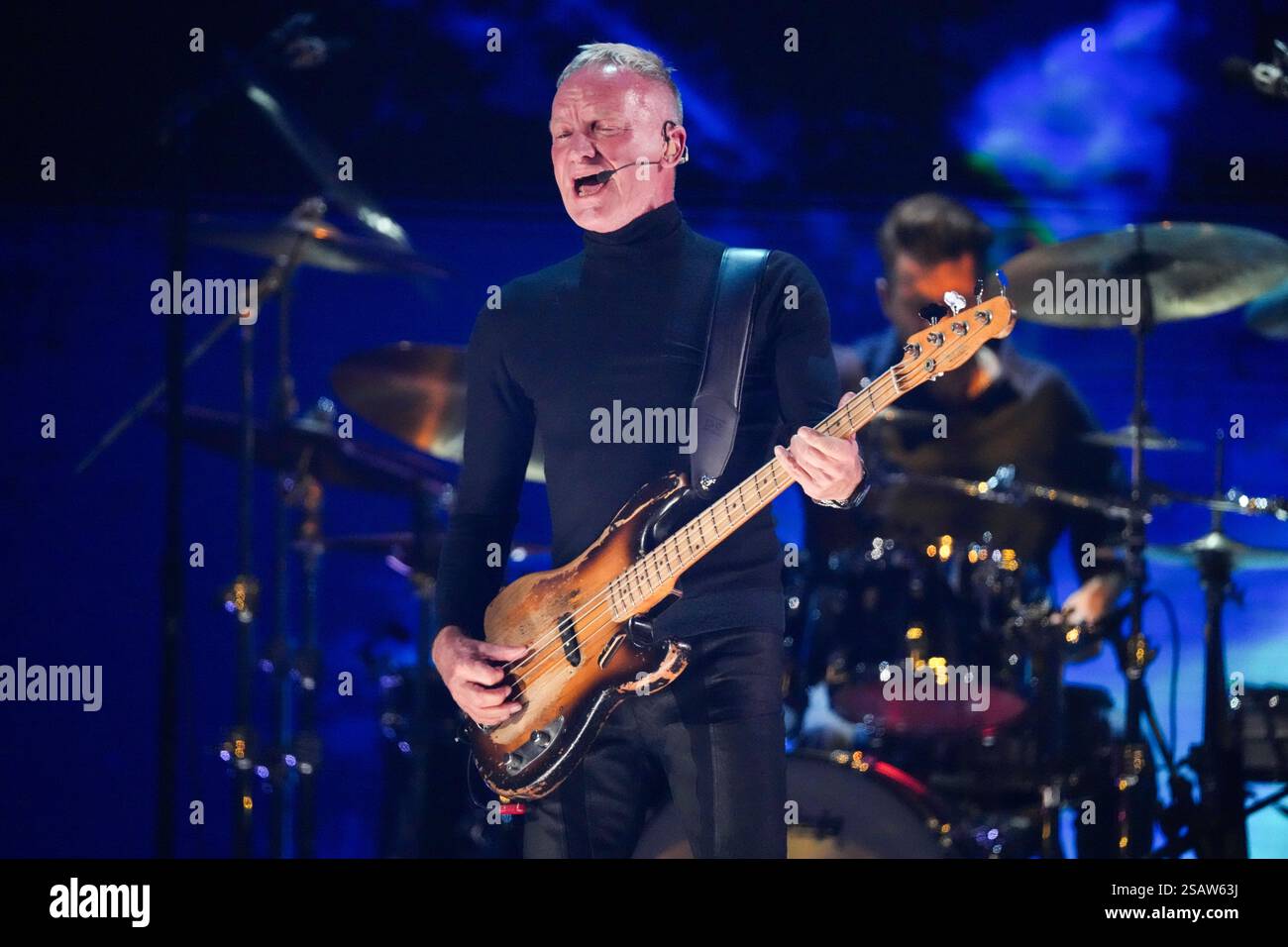 Sting performs during the FireAid benefit concert on Thursday, Jan. 30 ...