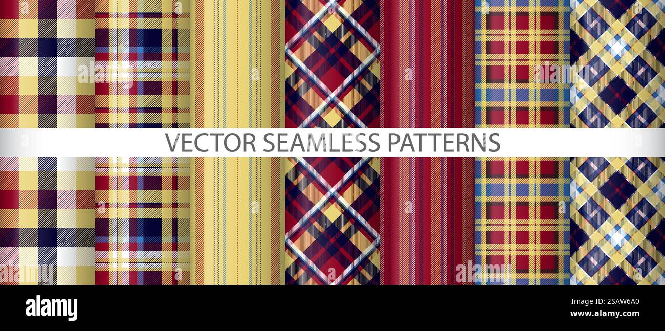 Set seamless vector background. Plaid pattern texture. Check textile ...
