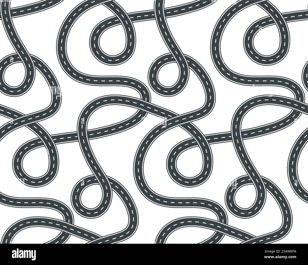 Twisted street and road seamless pattern vector isolated on background ...