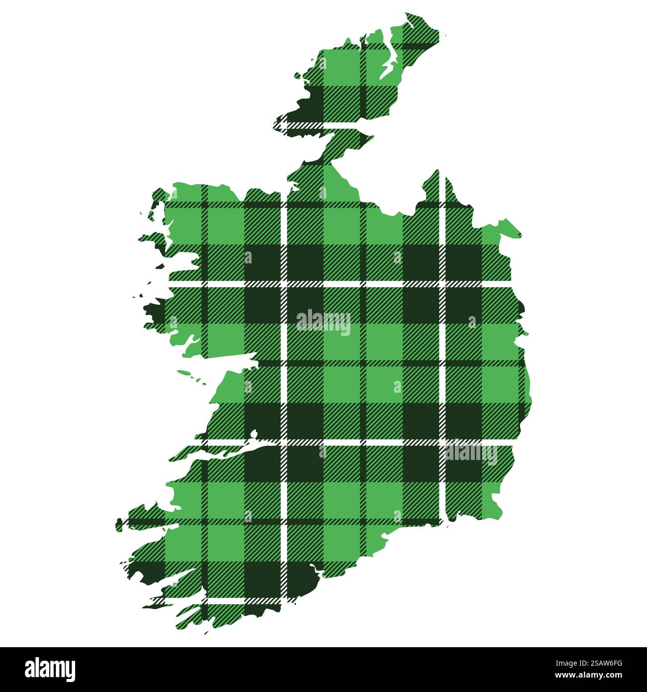 Map of ireland texture of tartan green plaid. Vector illustration.. Map ...