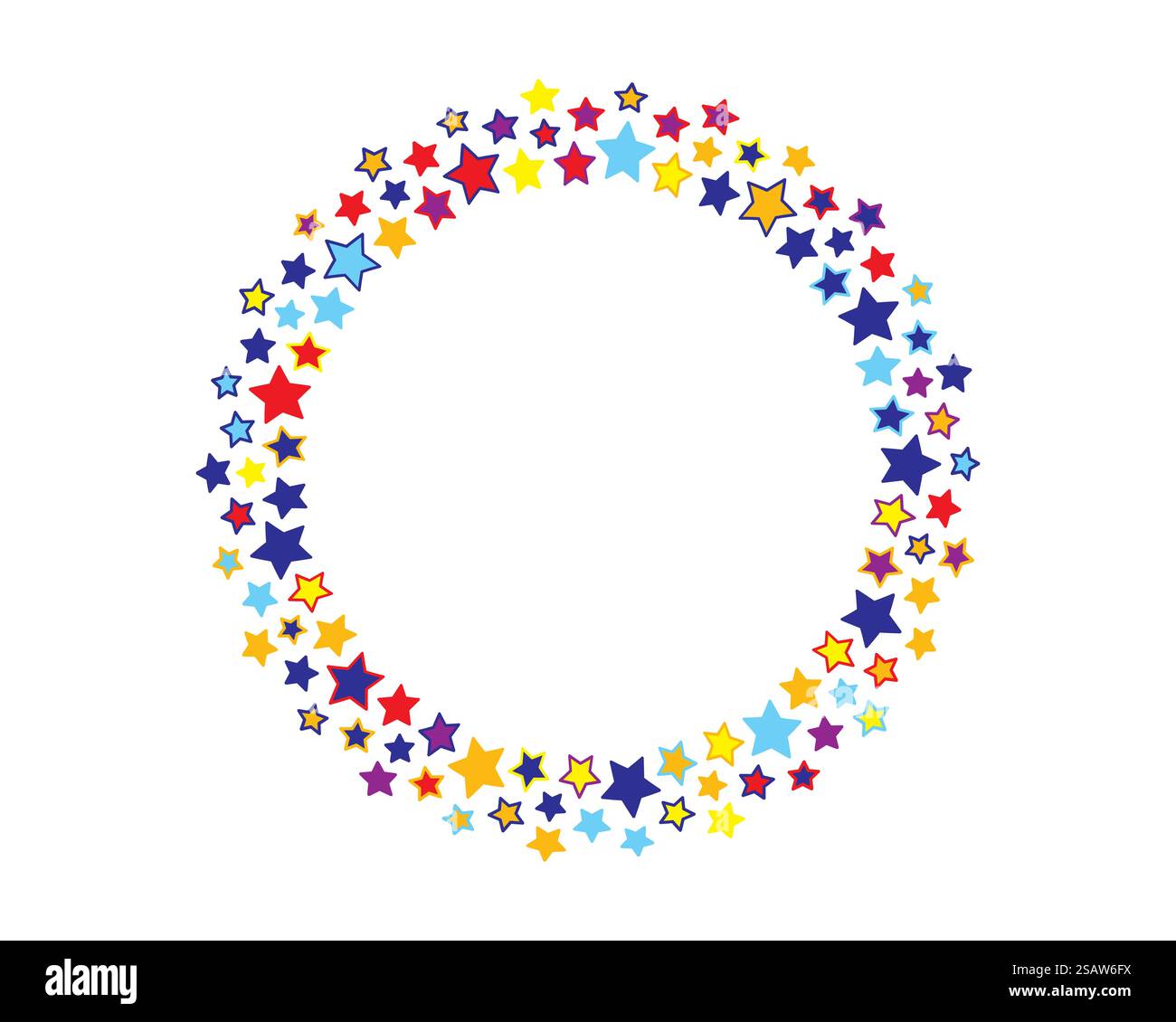 Start decoration frame in vector. Stars abstract round border. Circle ...