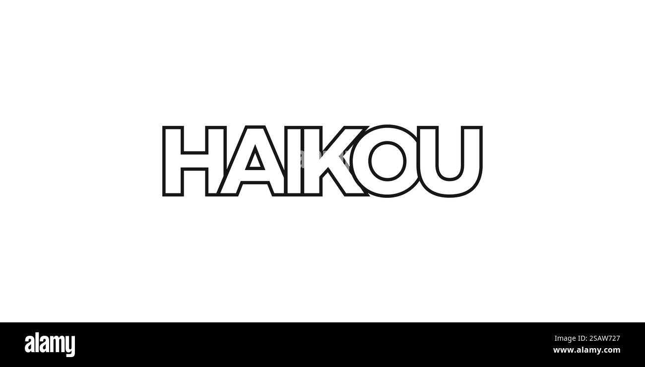 Haikou in the China emblem for print and web. Design features geometric ...