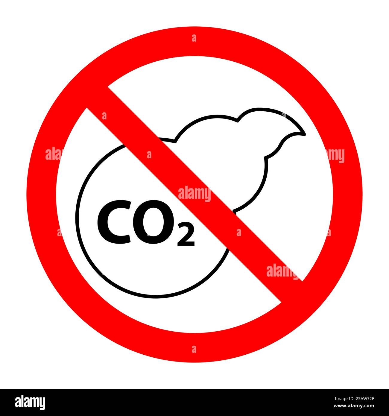 CO2 air pollution stop forbidden prohibition sign. Vector illustration ...
