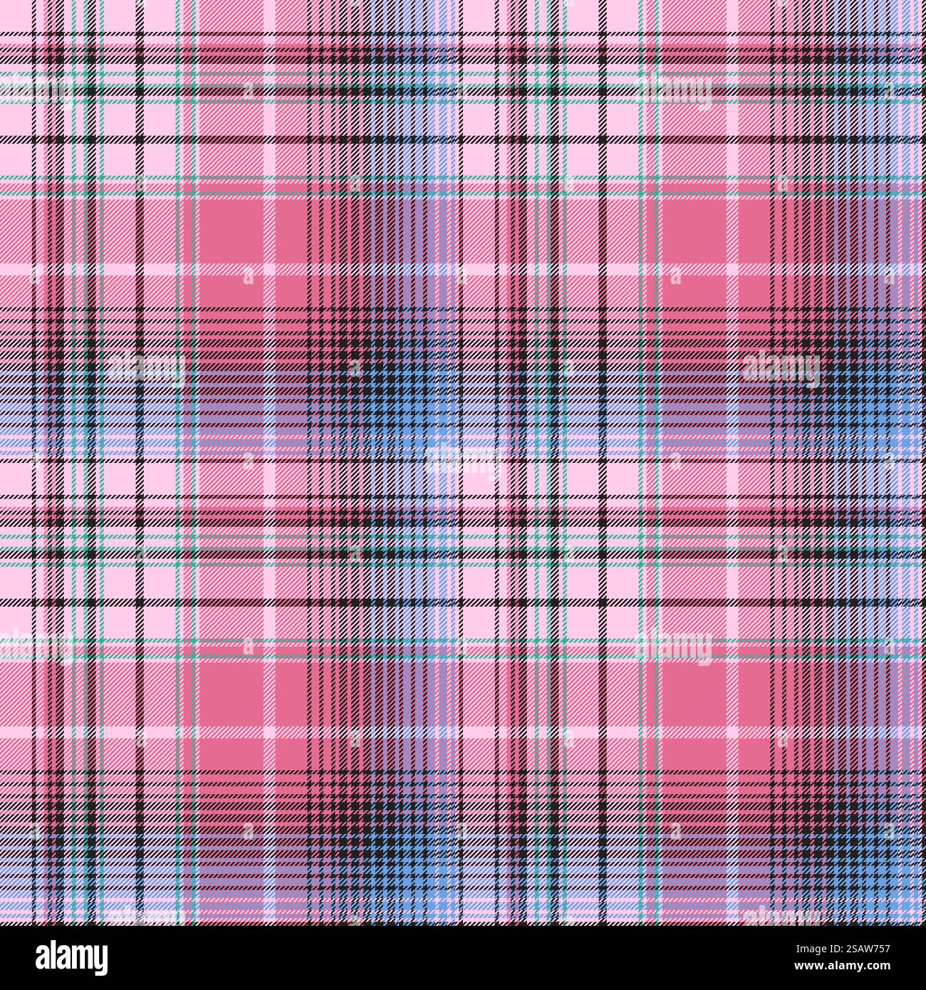 Blue pink abctract check plaid seamless pattern. Vector illustration ...