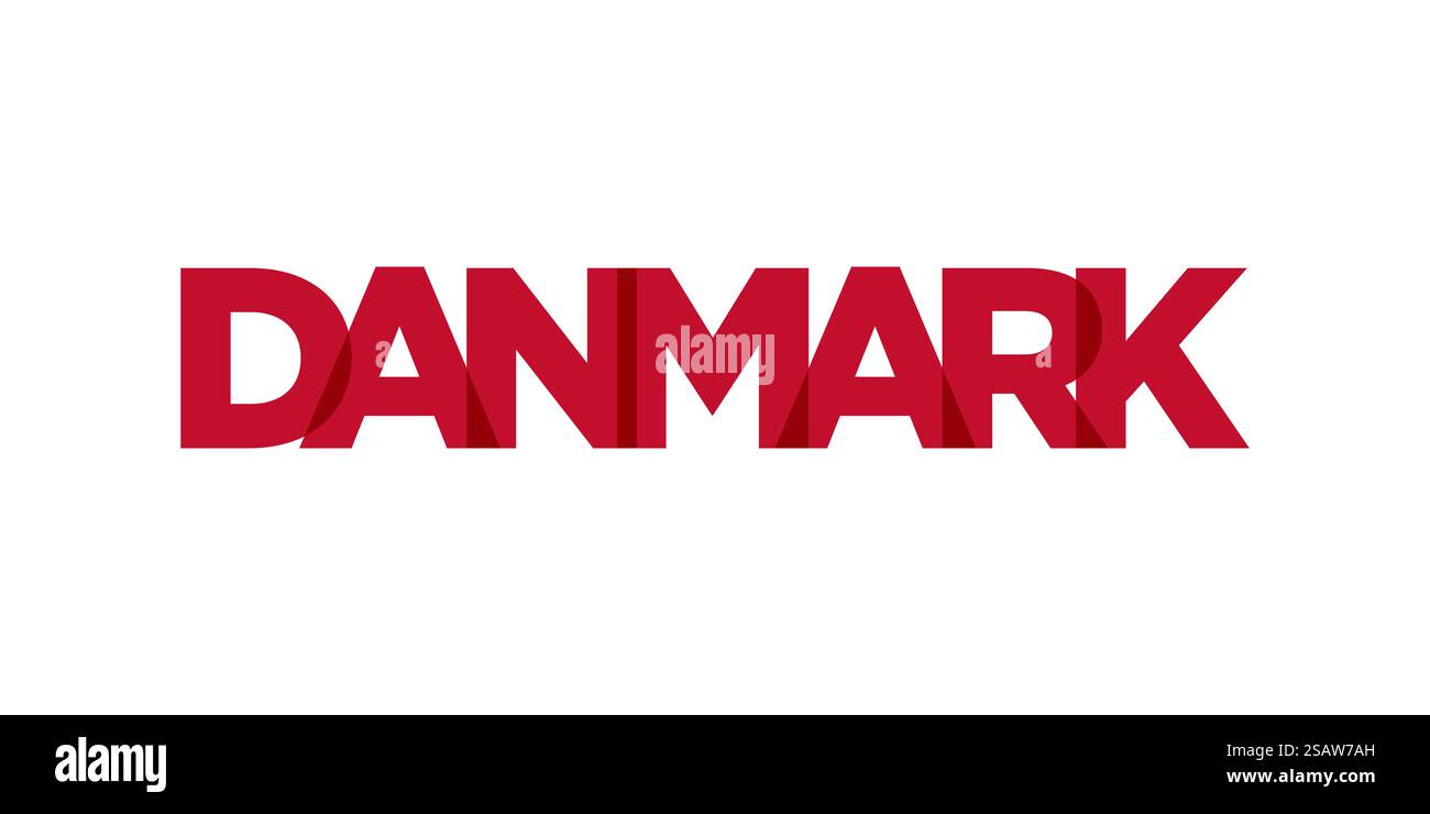 Denmark emblem for print and web. Design features geometric style, vector illustration with bold ...