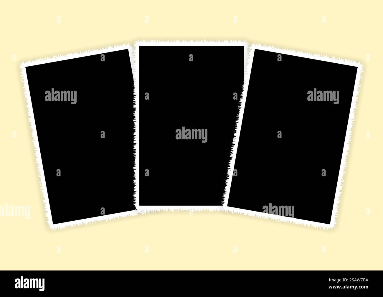 Three white vertical photo frames for photo printing. Vector ...