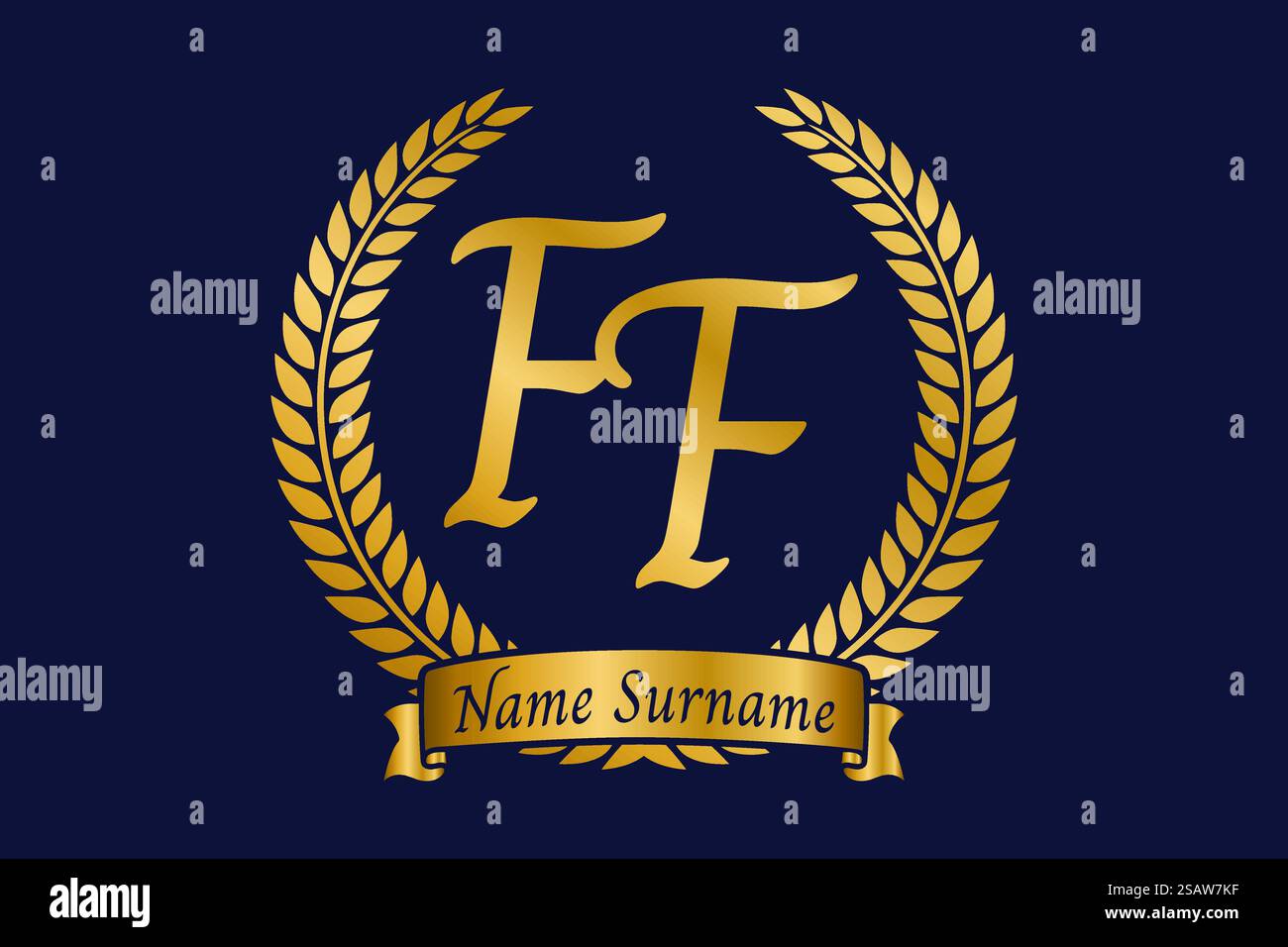 Initial letter F and F, FF monogram logo design with laurel wreath ...