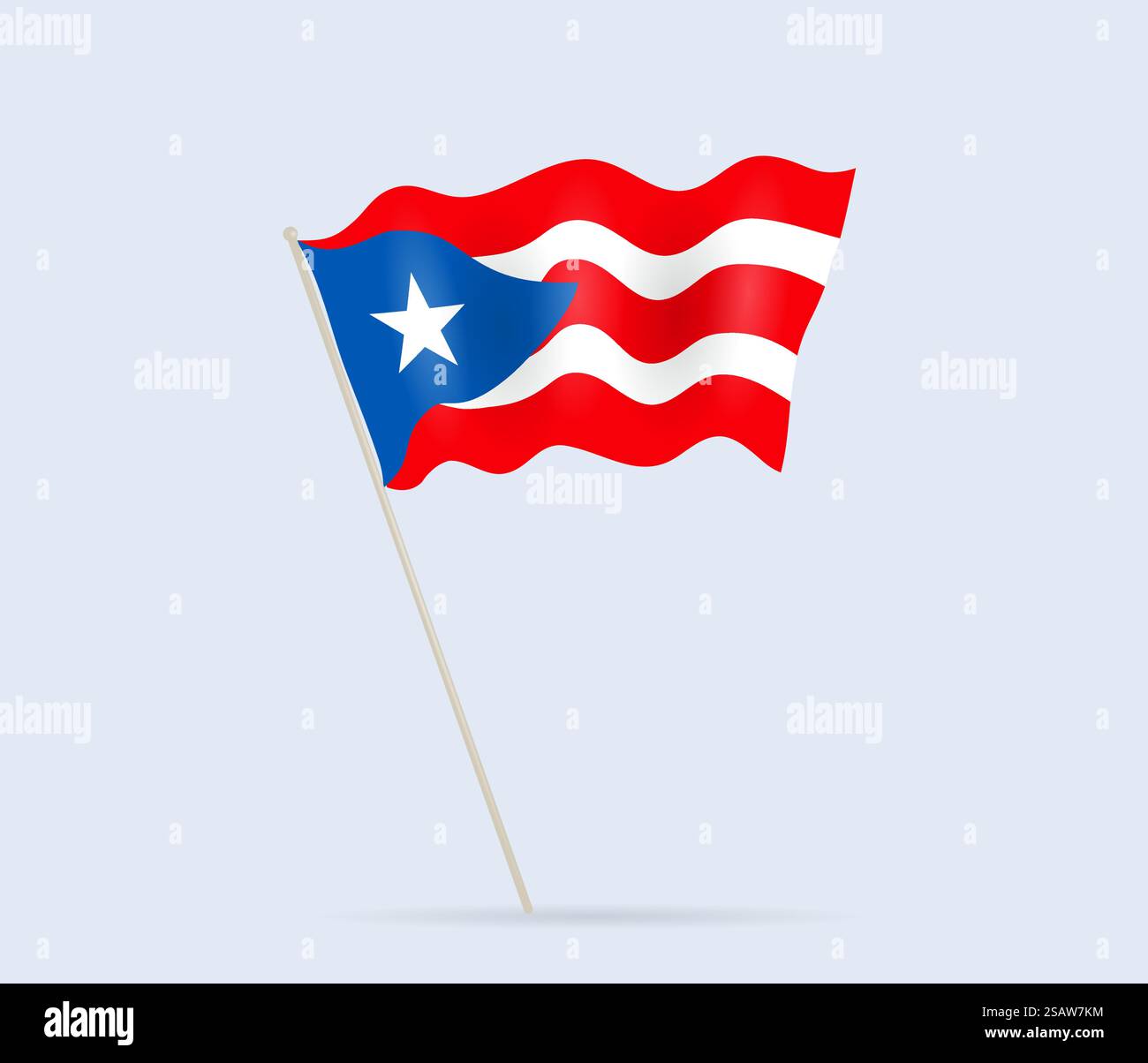 Puerto Rico flag on flagpole waving in the wind. Vector illustration Stock Vector Image & Art ...