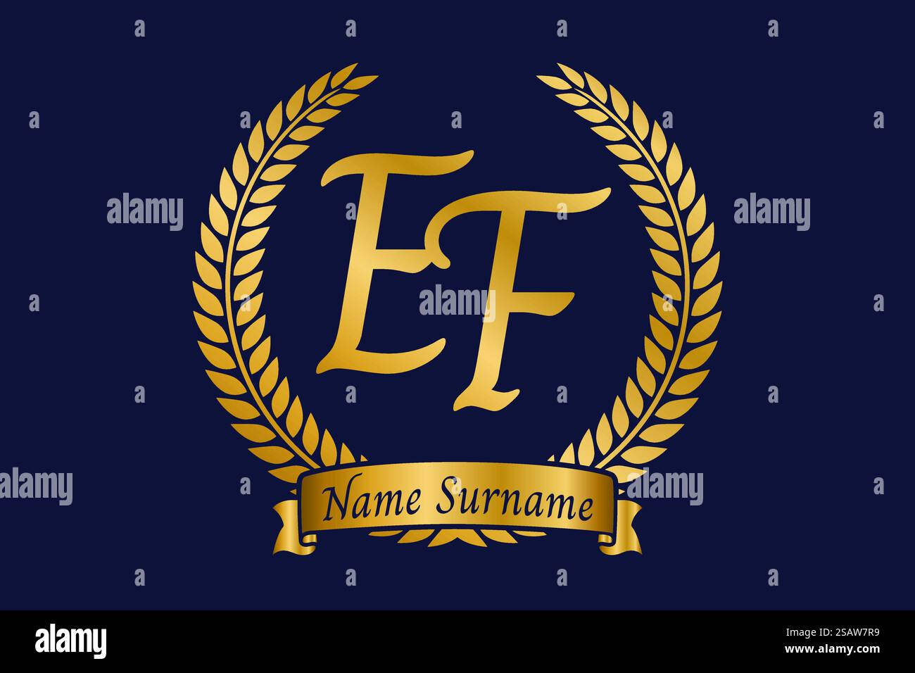 Initial letter E and F, EF monogram logo design with laurel wreath ...