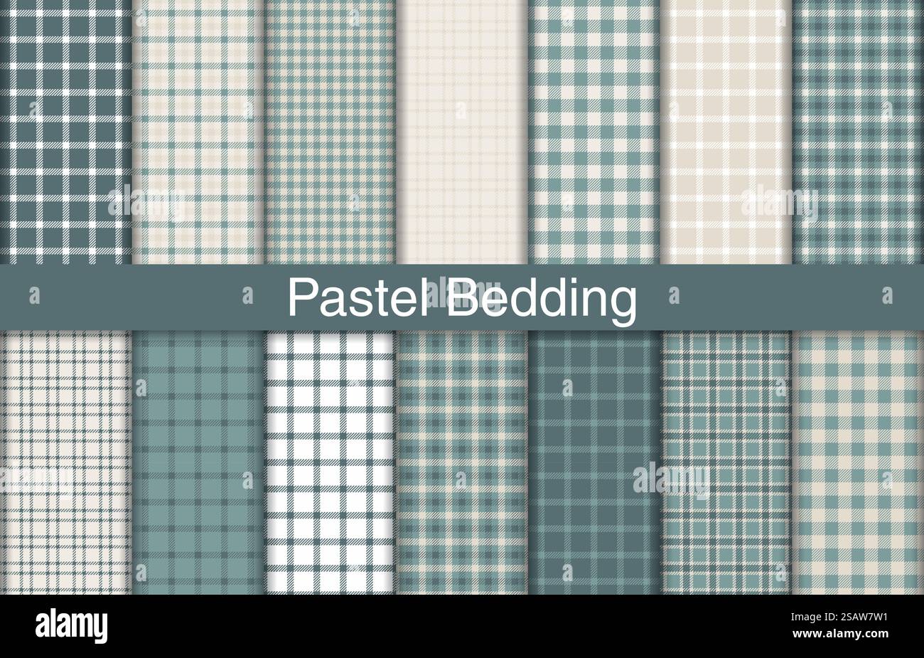 Pastel bedding plaid collection, textile design, checkered fabric ...